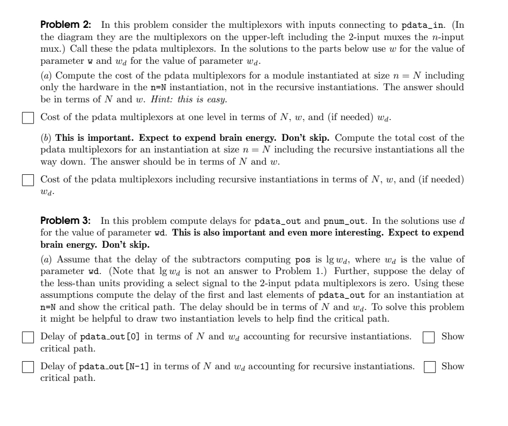 Solved Problem 1: Compute the cost and delay of the | Chegg.com