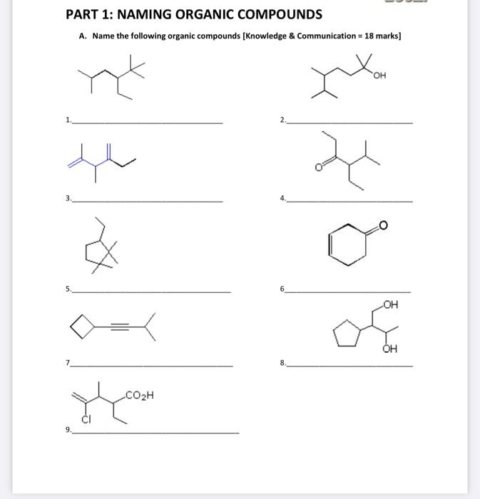 Solved A. Name the following organic compounds [Knowledge & | Chegg.com