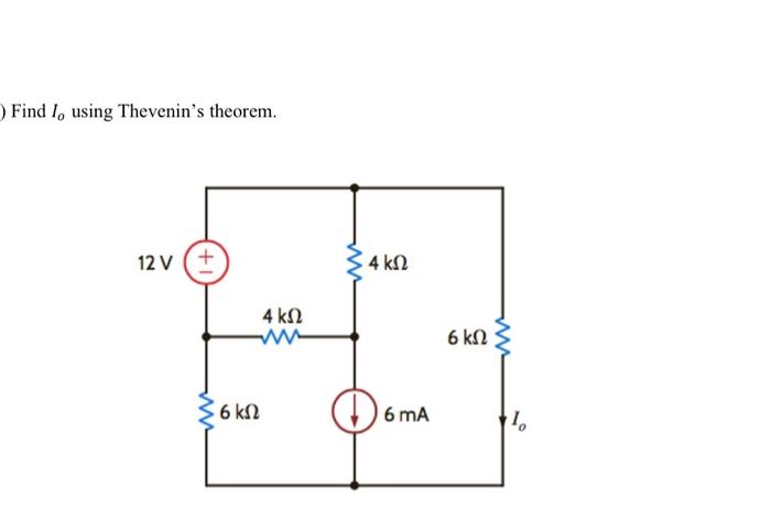 Solved Find I0 using Thevenin's theorem. | Chegg.com