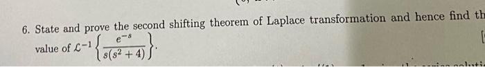Solved 6. State and prove the second shifting theorem of | Chegg.com