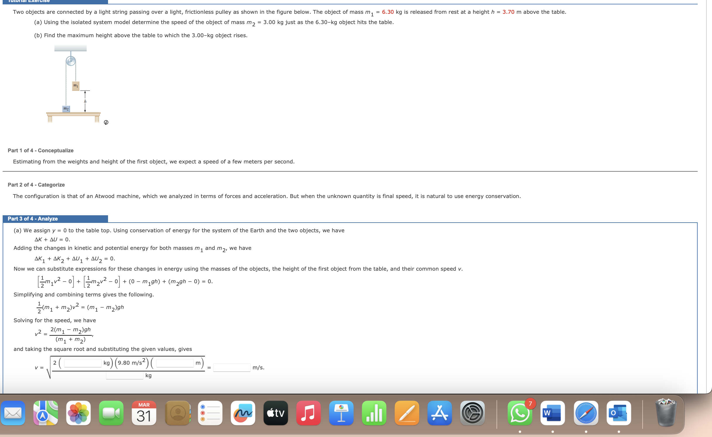 Solved (a) ﻿Using the isolated system model determine the | Chegg.com