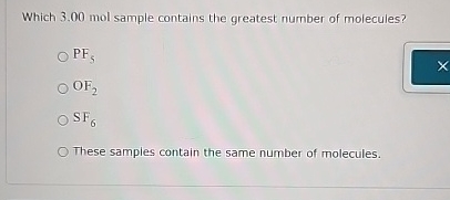 Solved Which 3.00 ﻿mol sample contains the greatest number | Chegg.com