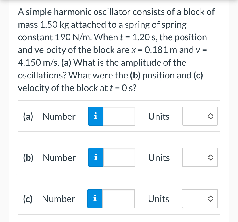 Solved A simple harmonic oscillator consists of a block | Chegg.com