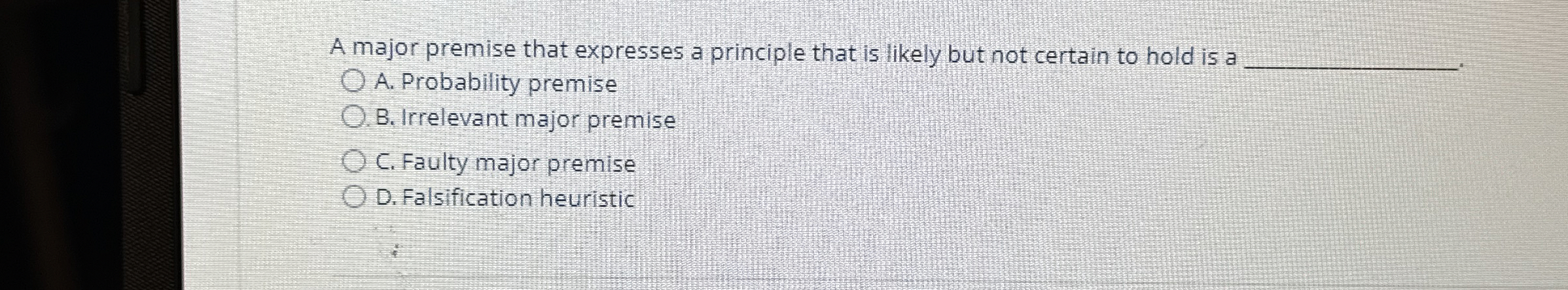 Solved A major premise that expresses a principle that is | Chegg.com