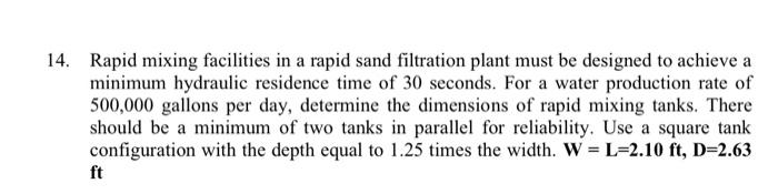 4. Rapid mixing facilities in a rapid sand filtration | Chegg.com