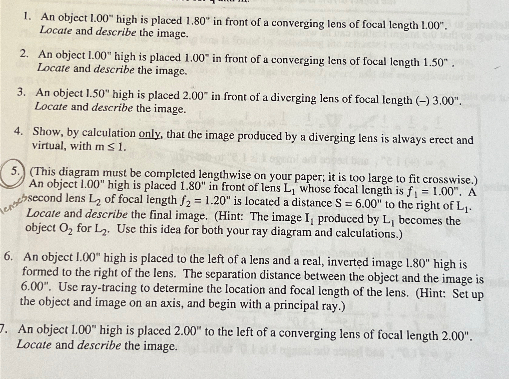 Solved An object 1.00 " ﻿high is placed 1.80 " ﻿in front of | Chegg.com