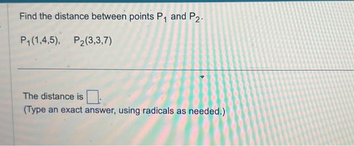 Solved Find the distance between points P1 and P2. | Chegg.com