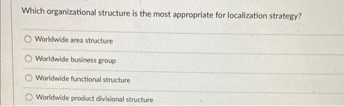 Solved Which organizational structure is the most | Chegg.com