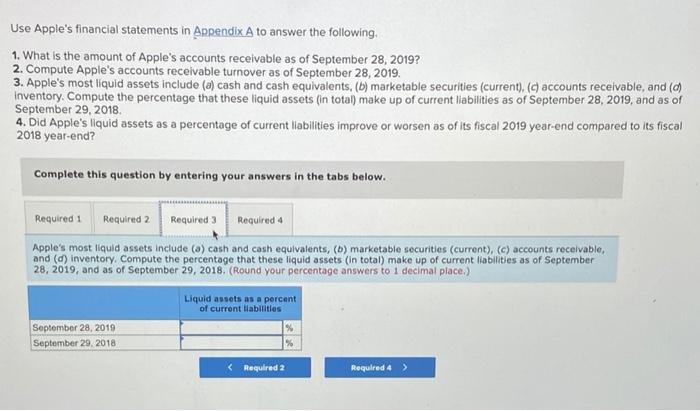 Solved Use Apple's financial statements in Appendix A to | Chegg.com