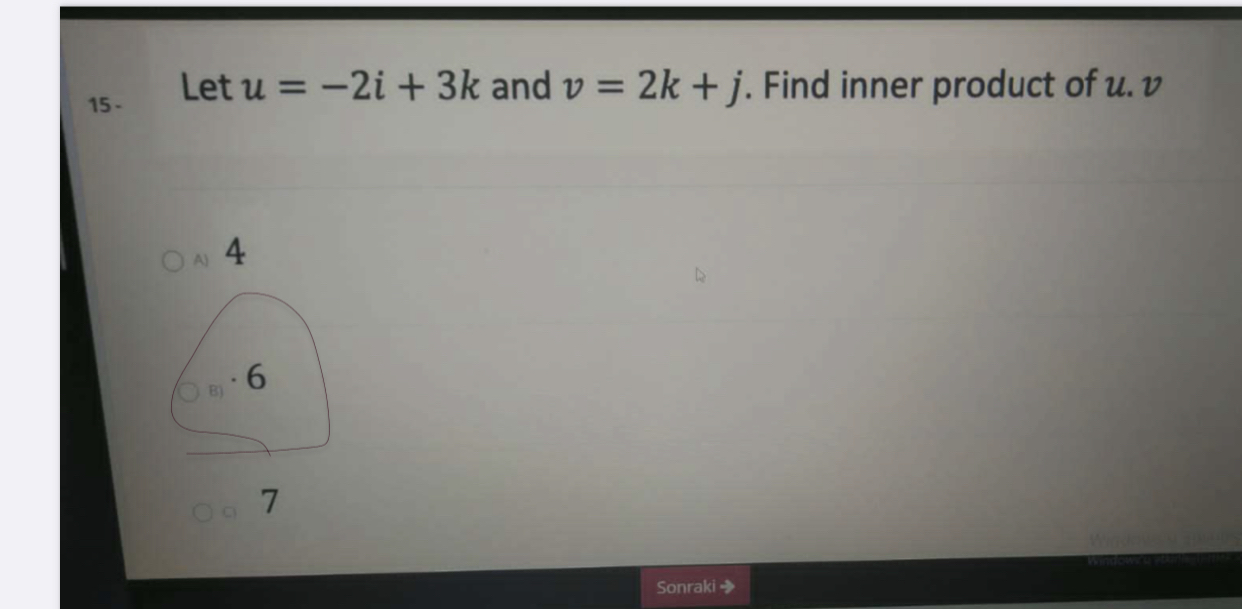 Solved Let u=-2i+3k ﻿and v=2k+j. ﻿Find inner product of | Chegg.com