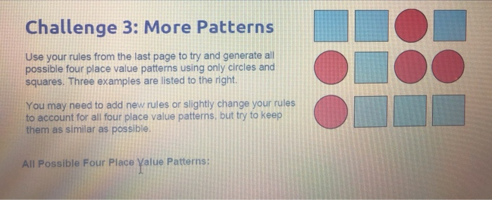 Challenge 3: More Patterns Use your rules from the | Chegg.com