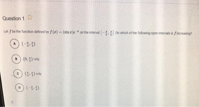Solved Question 1 Let f be the function defined by f (x) = | Chegg.com