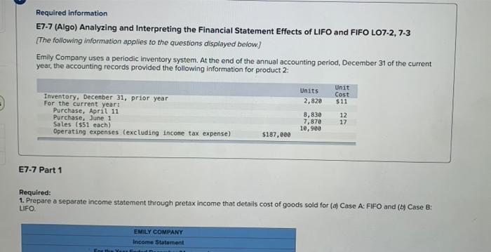 Solved Required information E7-7 (Algo) Analyzing and | Chegg.com