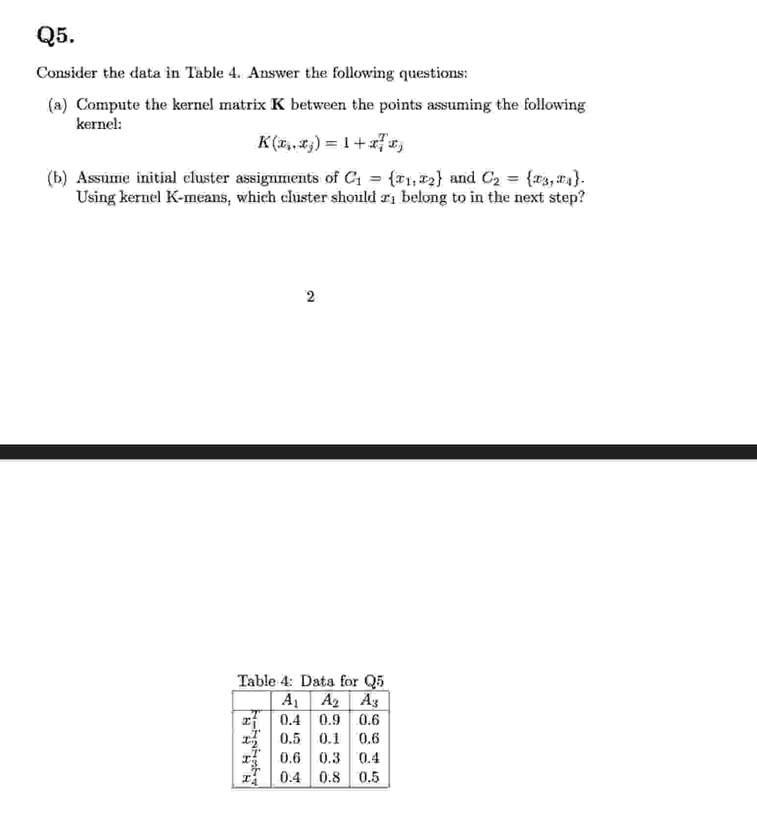 Solved Q5.Consider the data in ﻿Table 4. ﻿Answer the | Chegg.com