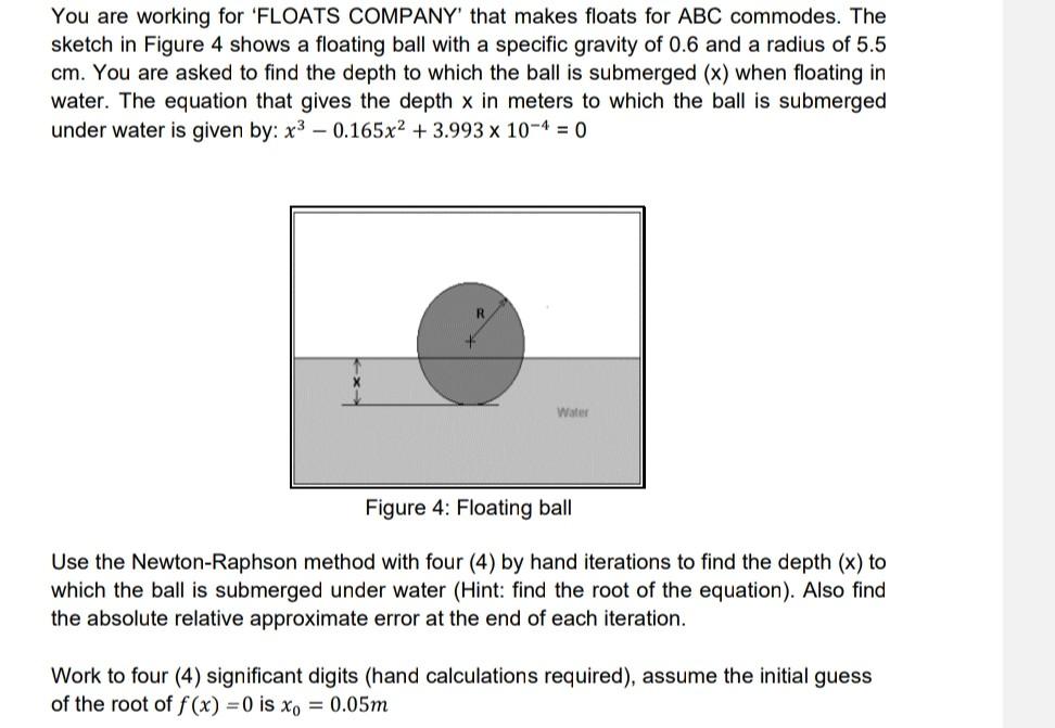 Solved You are working for 'FLOATS COMPANY' that makes | Chegg.com