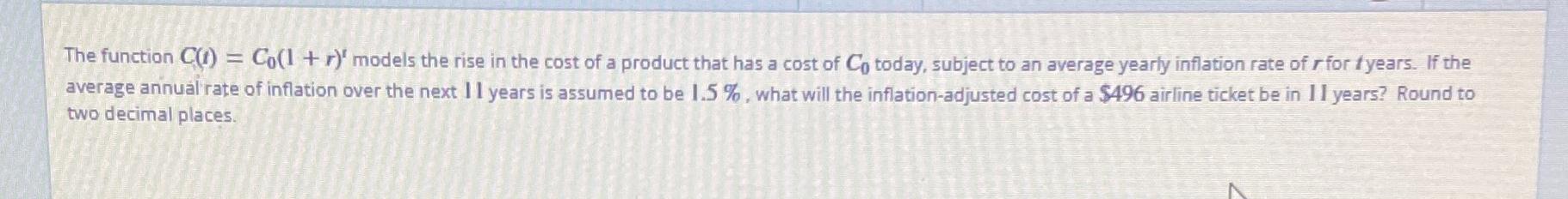 Solved The function C(t)=C0(1+r)t ﻿models the rise in the | Chegg.com
