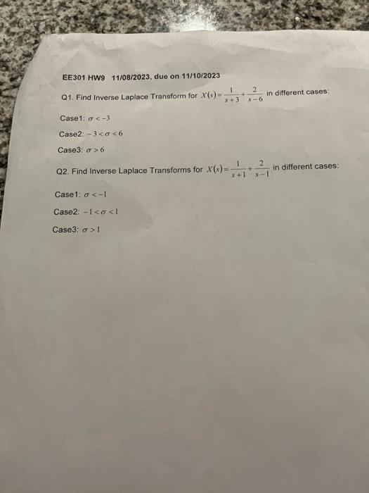 Solved Q1. Find Inverse Laplace Transform for X(s)=s+31+s−62 | Chegg.com