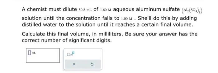 Solved Calculate the final volume in milliliters and round | Chegg.com