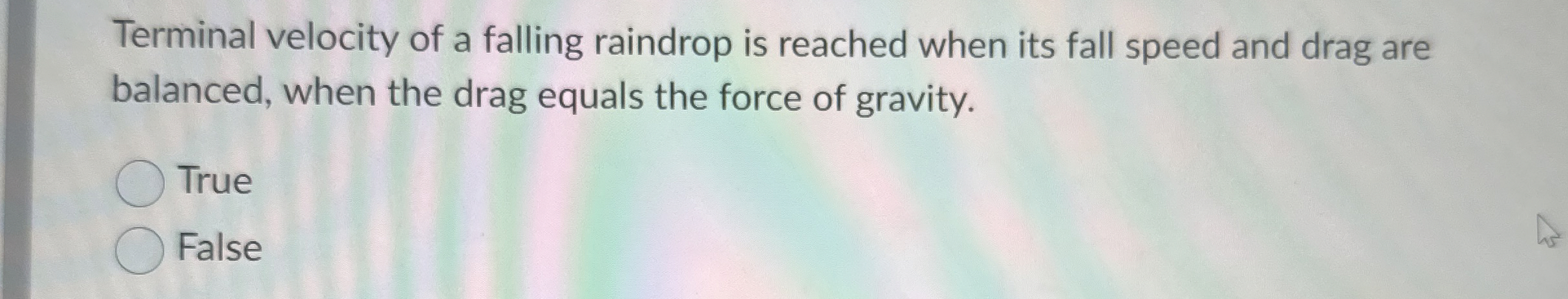Solved Terminal velocity of a falling raindrop is reached | Chegg.com