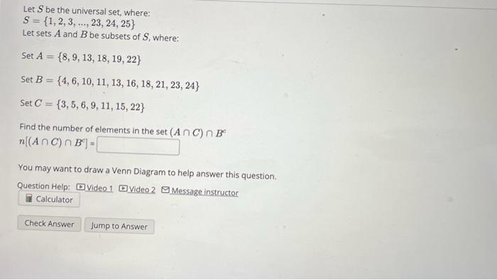 Solved Suppose Set A contains 49 elements and the total | Chegg.com