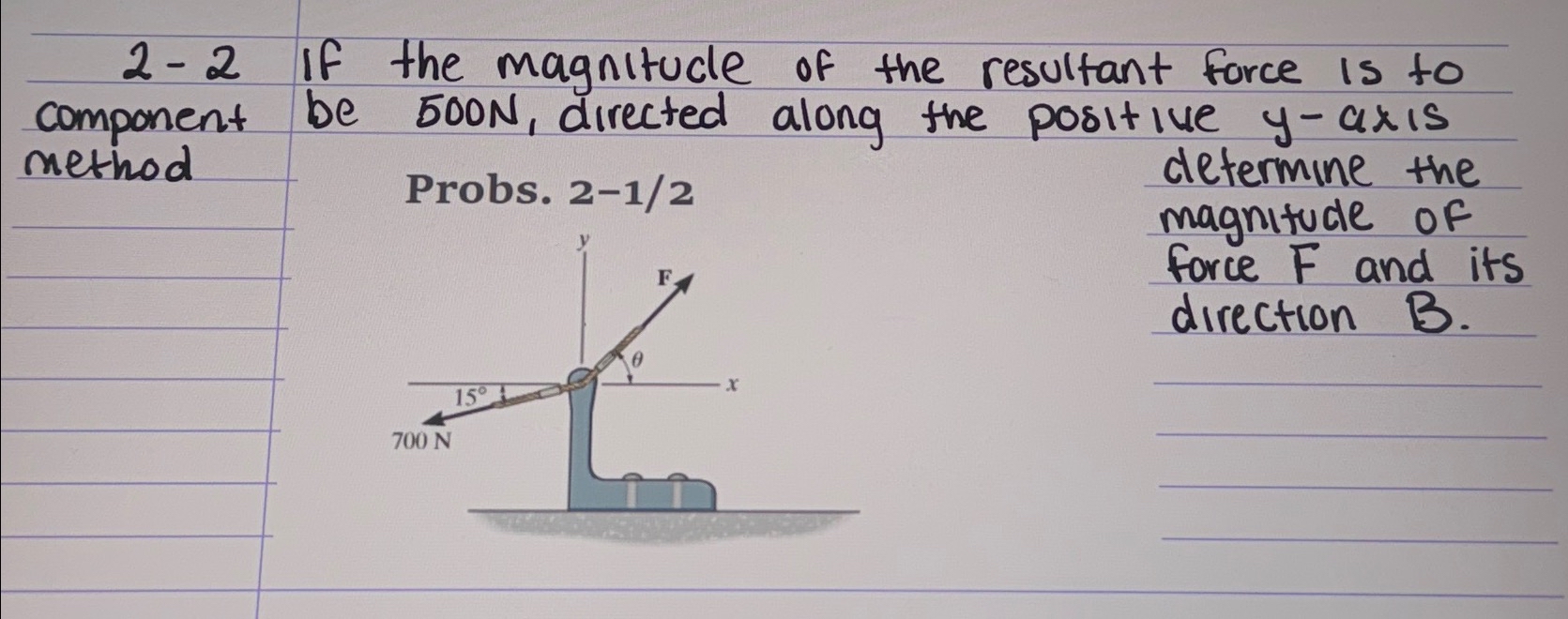 Solved 2-2 ﻿USE COMPONENT METHOD!! If the magnitucle of the | Chegg.com