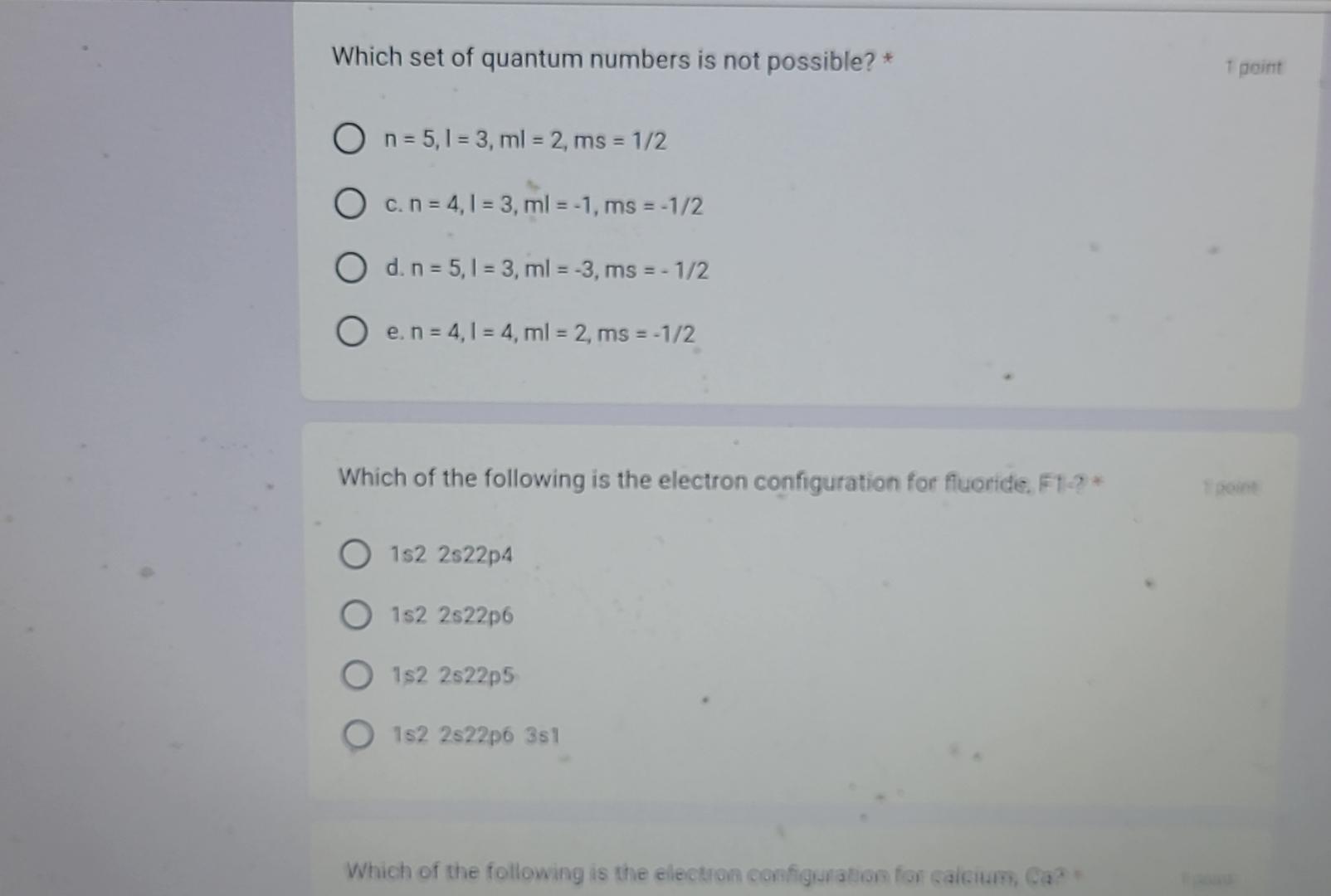 Solved Which set of quantum numbers is not possible? | Chegg.com