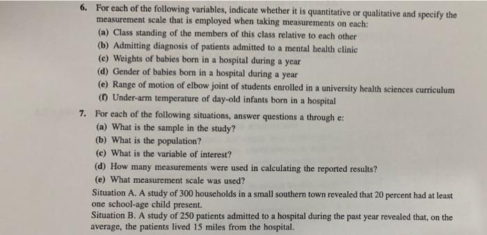 Solved 6. For each of the following variables, indicate | Chegg.com