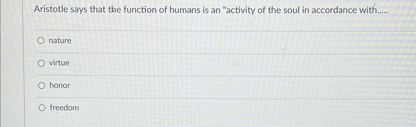 Solved Aristotle says that the function of humans is an | Chegg.com
