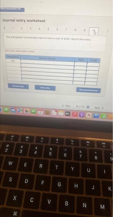 Solved Journal entry worksheet 12 5 6 8 The merchandise | Chegg.com