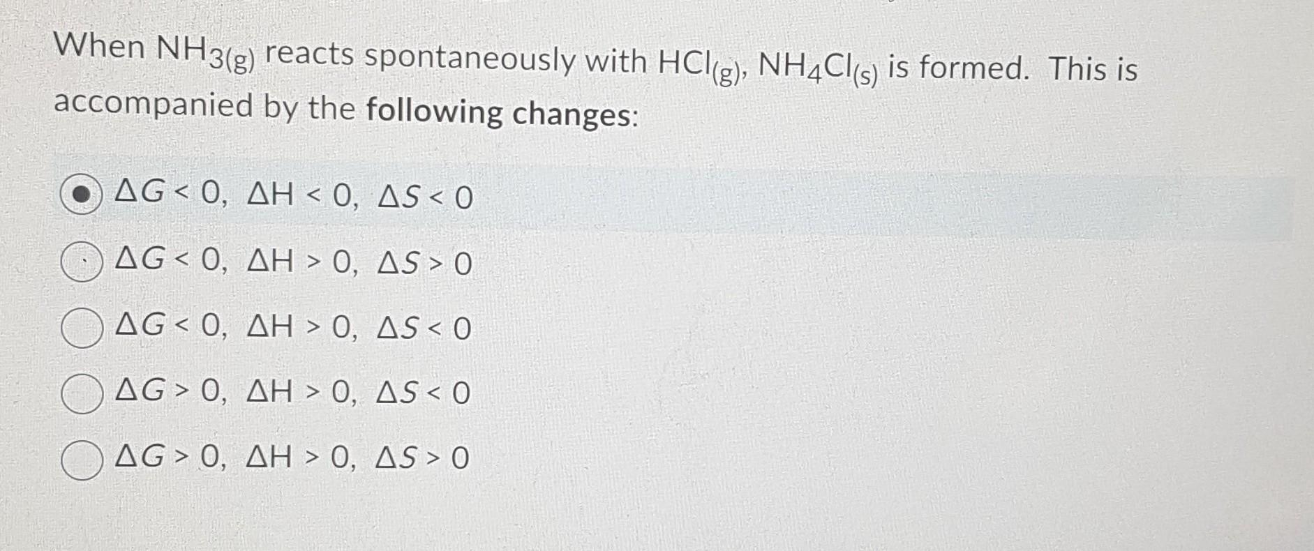 Solved When NH3( g) reacts spontaneously with | Chegg.com