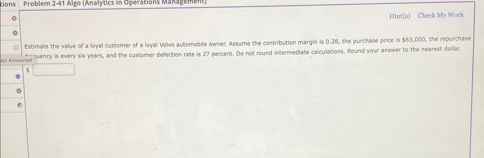 Solved tions Problem 2-41 ﻿Algo (Analytics in Operations | Chegg.com