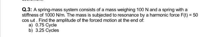 Solved Q 3 A Spring Mass System Consists Of A Mass Weighing