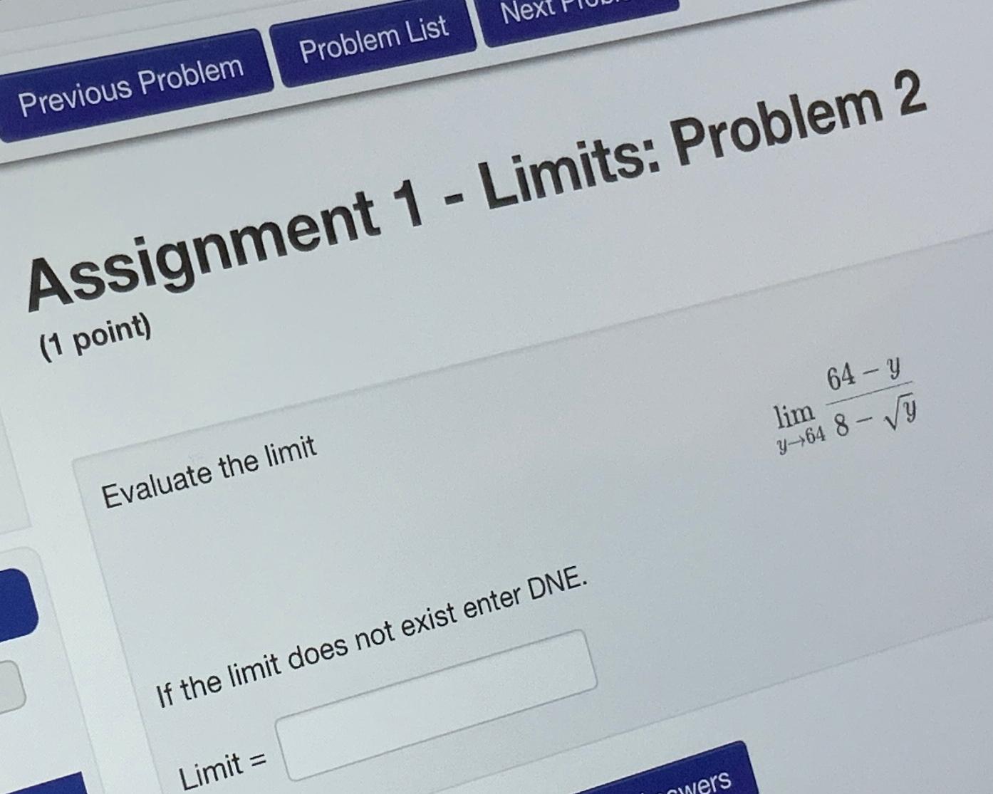 Solved Previous ProblemProblem ListAssignment 1 - Limits: | Chegg.com Solved Previous ProblemProblem ListAssignment 1 - Limits: | Chegg.com