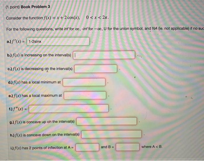 Solved (1 point) Book Problem 3 Consider the function f(x) = | Chegg.com
