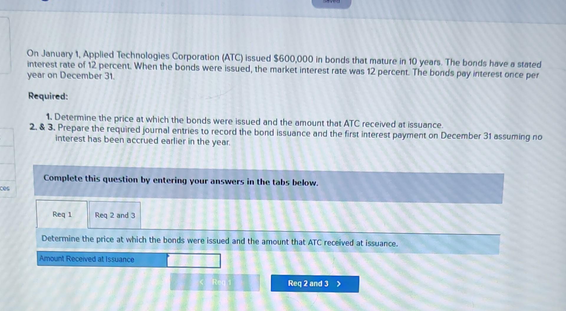 Solved On January 1, Applied Technologies Corporation (ATC) | Chegg.com