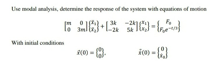 Use modal analysis, determine the response of the | Chegg.com