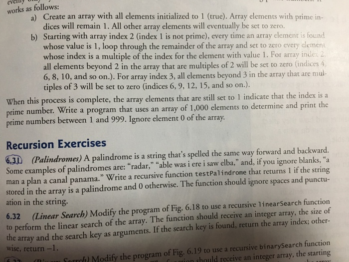 Solved Eveny Um Works Follows Create Array Elements Initialized 1 True Array Elements Prime 