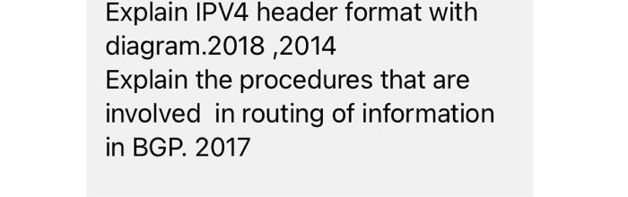 Solved Explain IPV4 header format with diagram.2018 ,2014 | Chegg.com