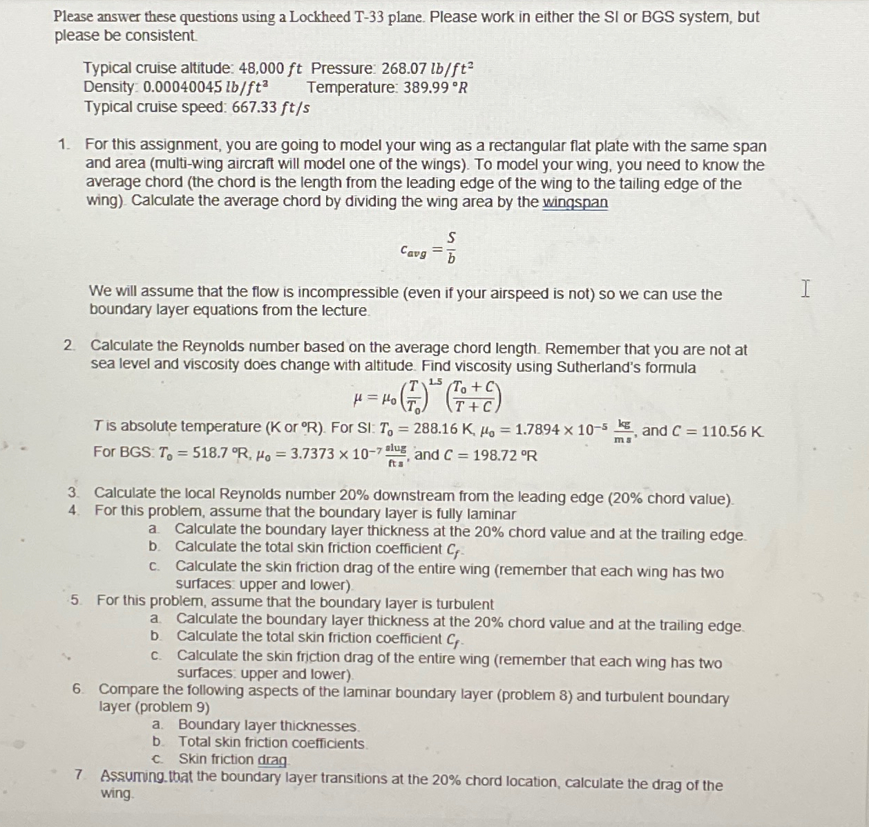 Solved Please answer these questions using a Lockheed T-33 | Chegg.com