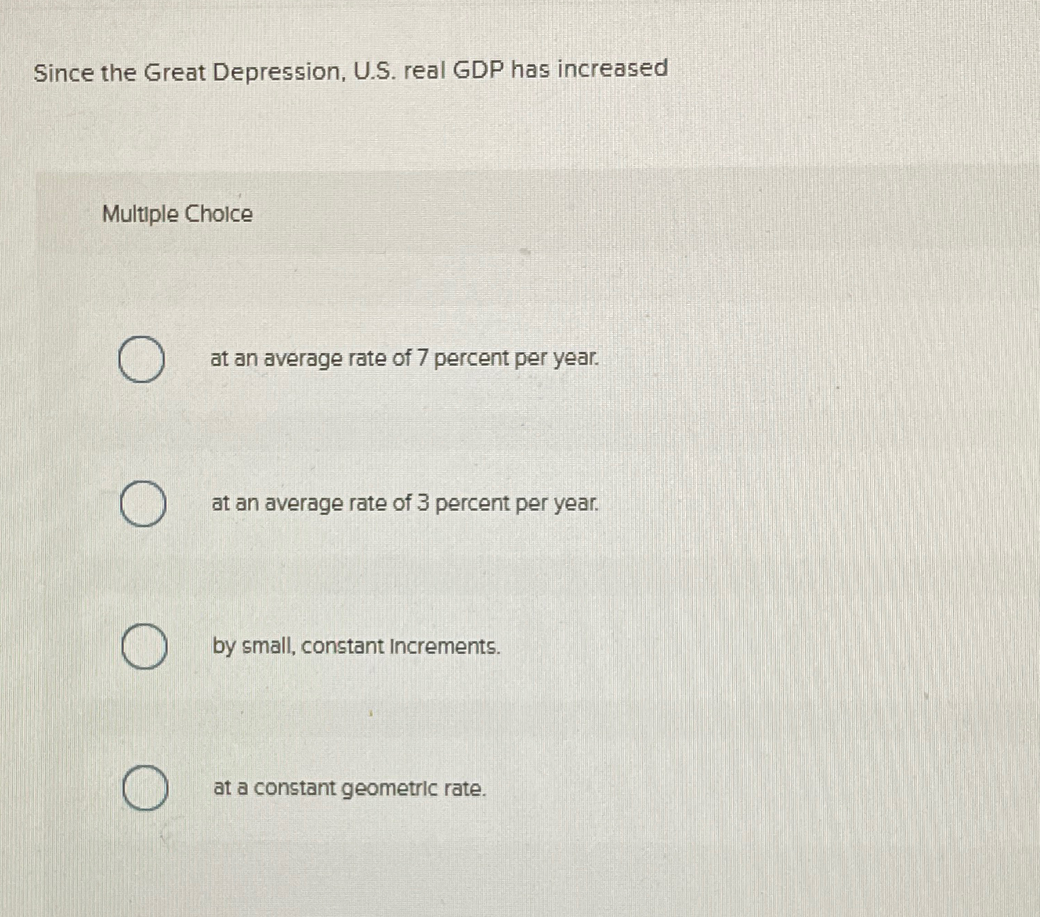 Solved Since the Great Depression, U.S. ﻿real GDP has | Chegg.com