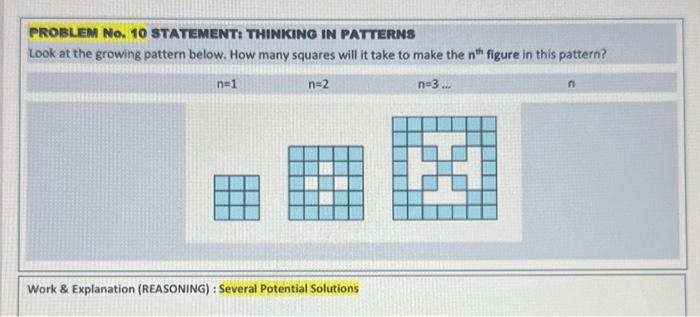 Solved PROBLEM NO. 10 STATEMENT: THINIKING IN PATTERWS Look | Chegg.com