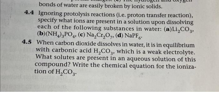 Solved 4.4 Ignoring protolysis reactions (i.e. proton | Chegg.com