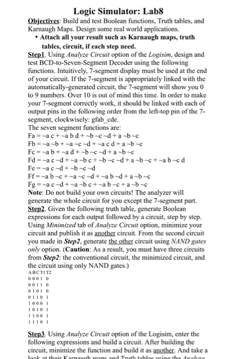 (Solved) : Logic Simulator Lab8 Objectives Build Test Boolean Functions ... (Solved) : Logic Simulator Lab8 Objectives Build Test Boolean Functions ...