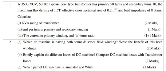 Solved A 3500/700V, 50 Hz 1-phase core type transformer has | Chegg.com