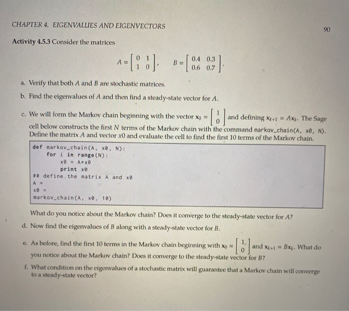 CHAPTER 4. EIGENVALUES AND EIGENVECTORS Activity | Chegg.com
