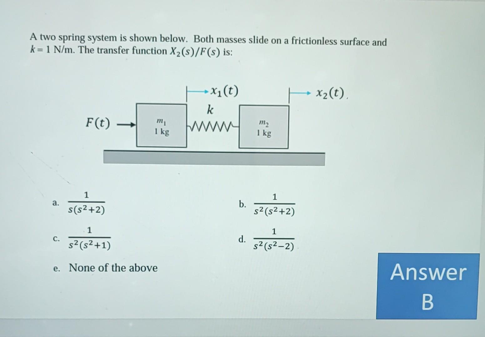 Solved A two spring system is shown below. Both masses slide | Chegg.com