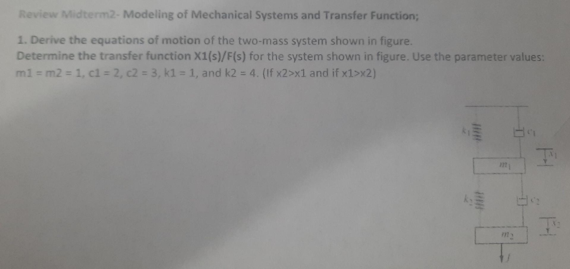 Solved Review Midterm 2- Modeling of Mechanical Systems and | Chegg.com