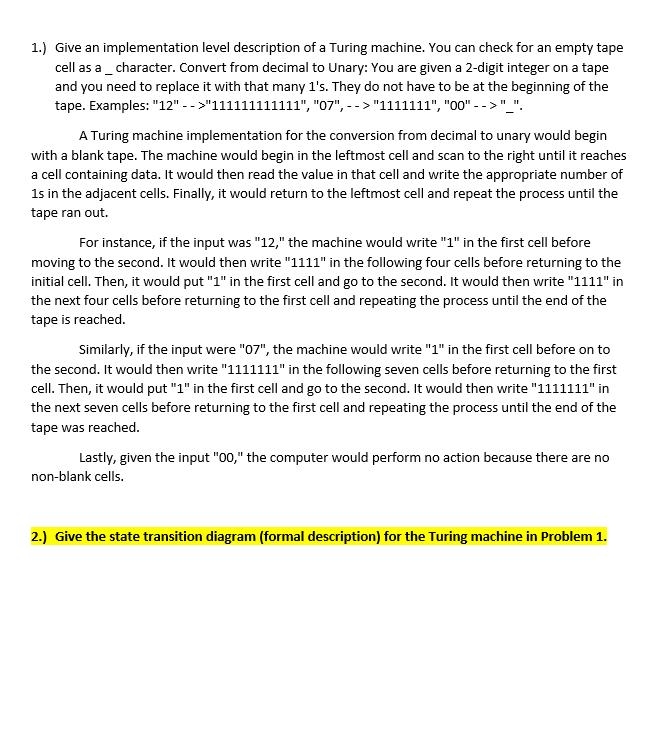 Solved computer science 1.) ﻿Give an implementation level | Chegg.com