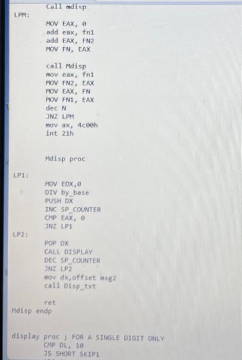 Solved For the following program: Here 1. Write a line by | Chegg.com