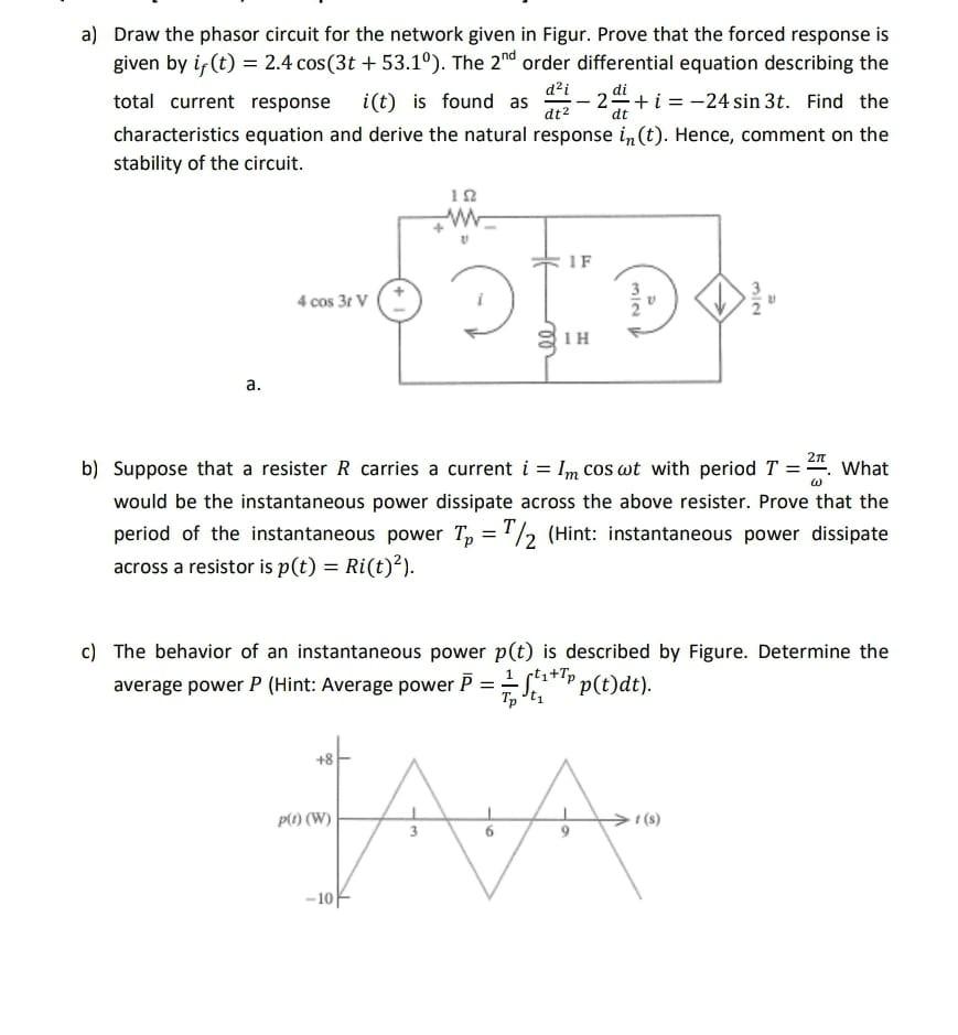 Solved a) Draw the phasor circuit for the network given in | Chegg.com